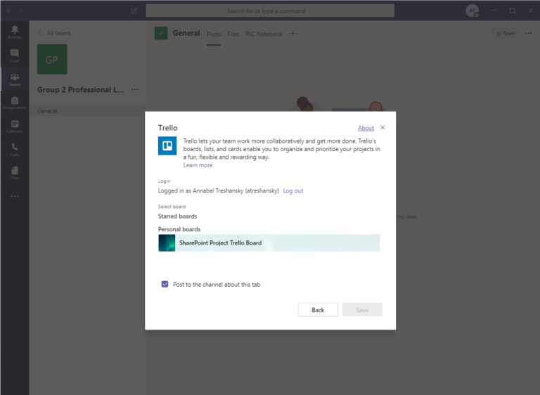 How to add a Trello board to a Microsoft Teams group – Annabel ...