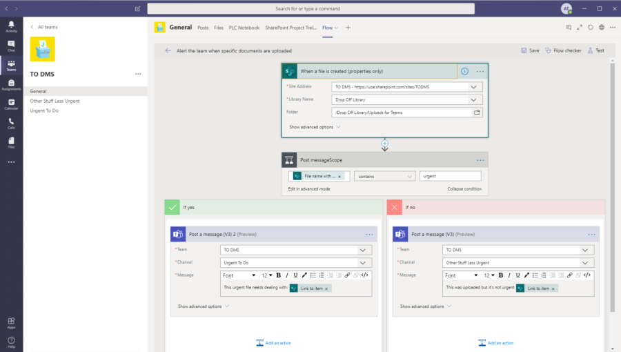 Using Microsoft Flow to update a Teams group with SharePoint activity ...