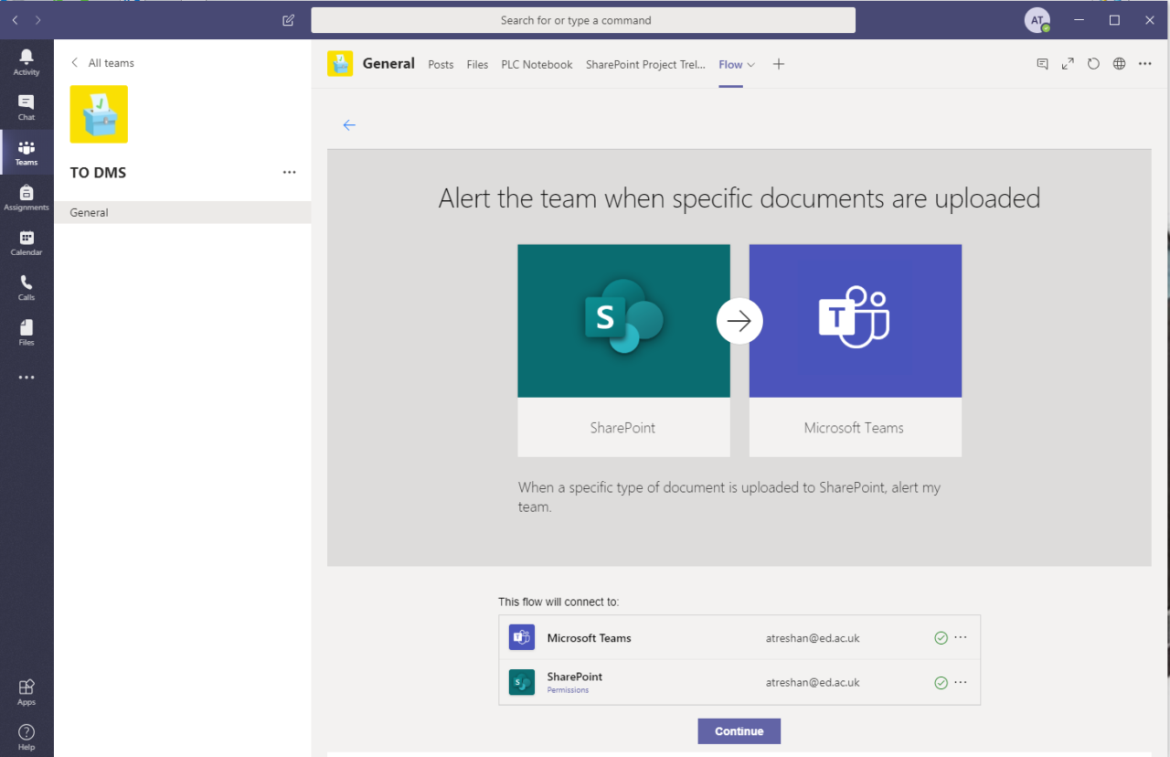 Using Microsoft Flow to update a Teams group with SharePoint activity ...