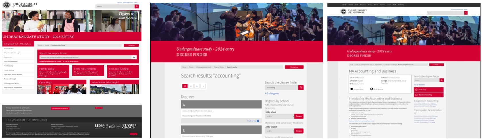Testing a new navigation for the degree finder – Future student online ...