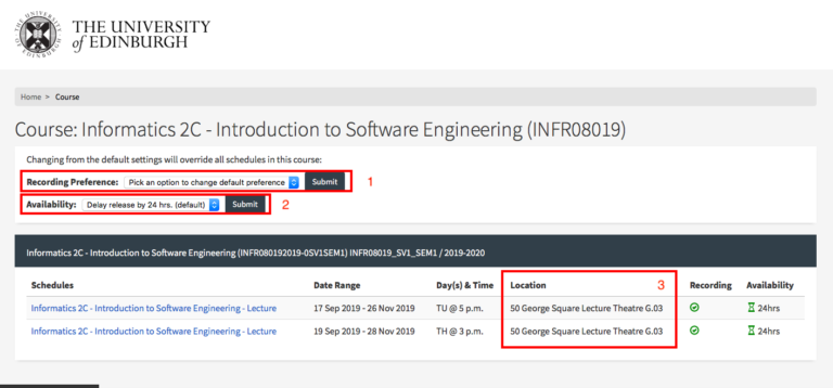 Lecture recording scheduler – Informatics Learning Technology Service