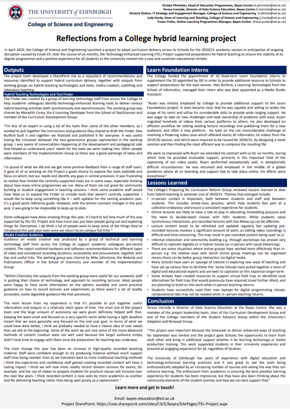 POSTER: Reflections from a College hybrid learning project – Learning ...
